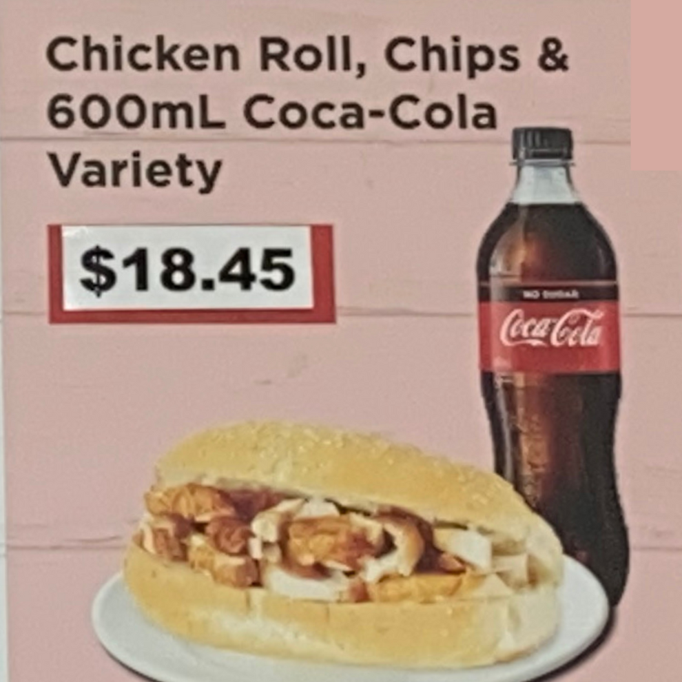 Chicken Roll, Chips & 600ml Coca-Cola variety Meal Deal – Billy's Chickens