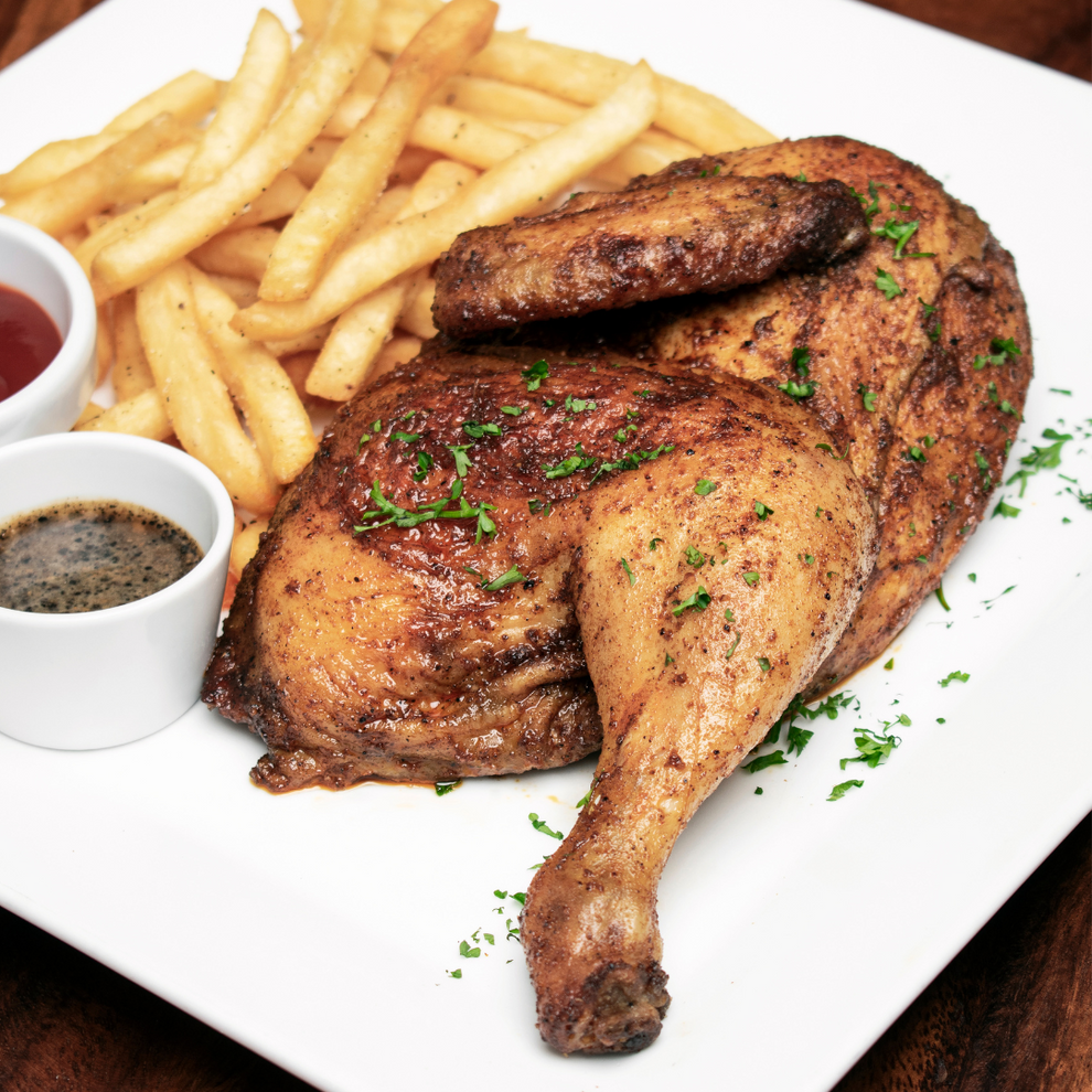 1/2 Oven Roasted BBQ Chicken & Chips – Billy's Chickens